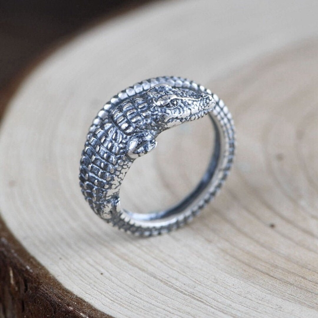 Cute Crocodile Shape Ring Fine S990 Pure Silver Open Ring - Etsy