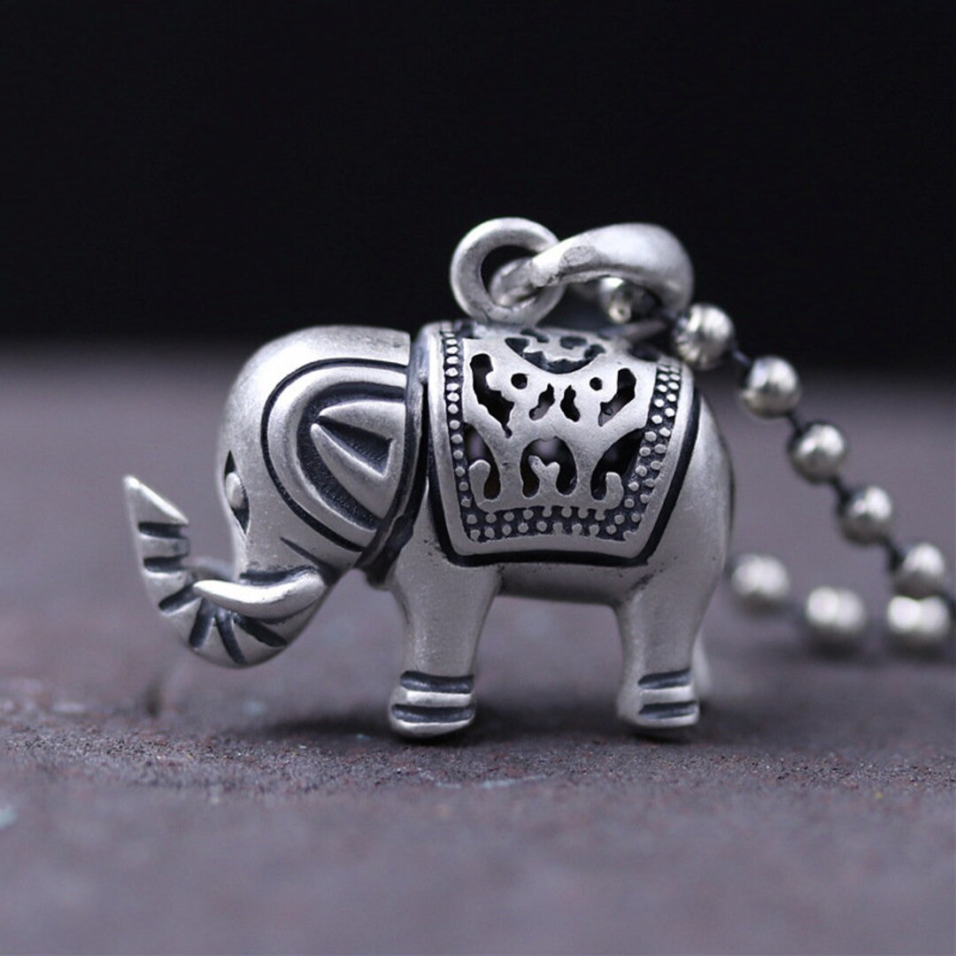 S990 Pure Silver Elephant Shape Pendant Necklace - Etsy