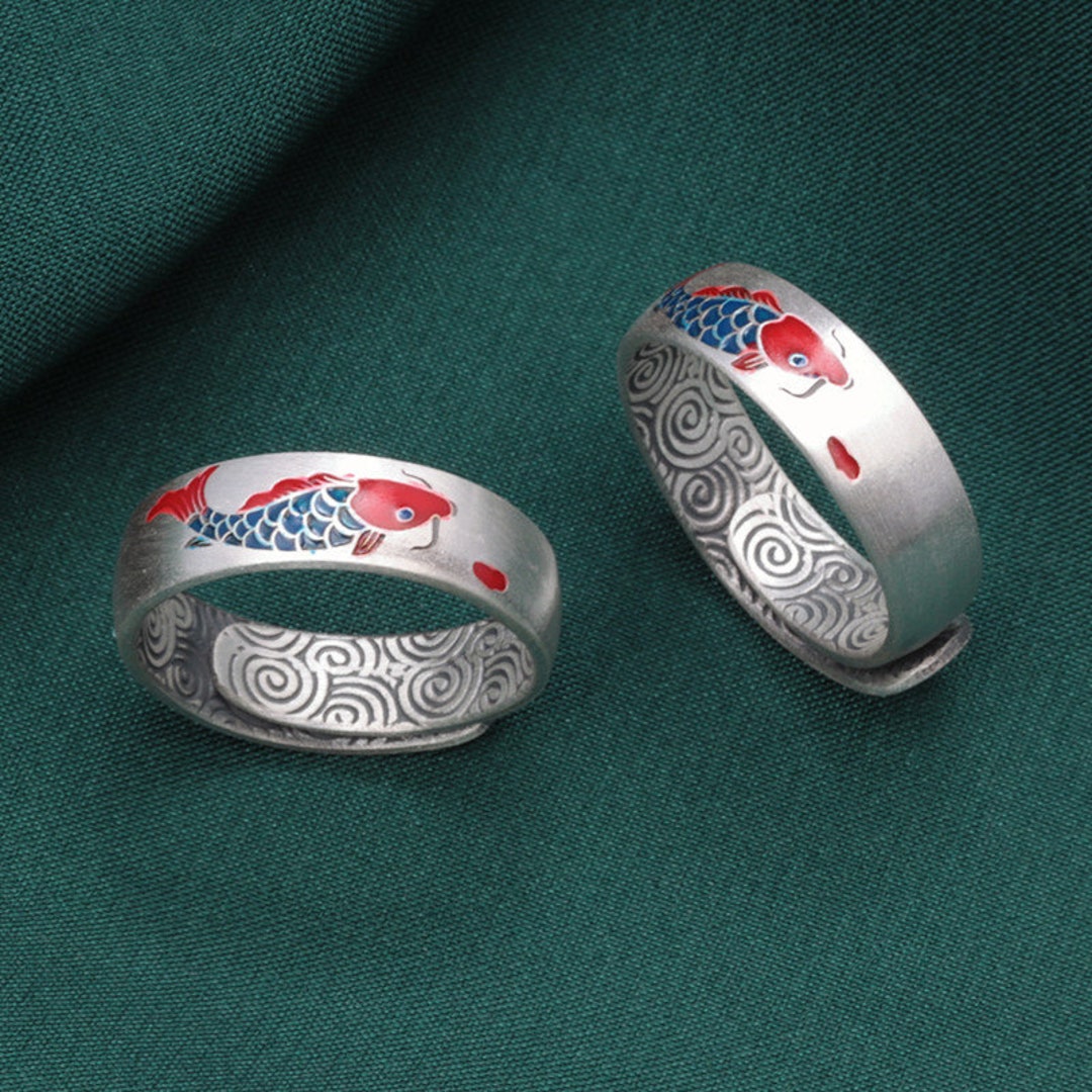 Nice S999 Pure Silver Koi Carp Pattern Adjustable Open Ring - Etsy