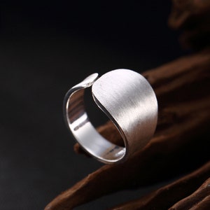 Solid S925 Sterling Silver Simple No Pattern Adjustable Ring - Etsy