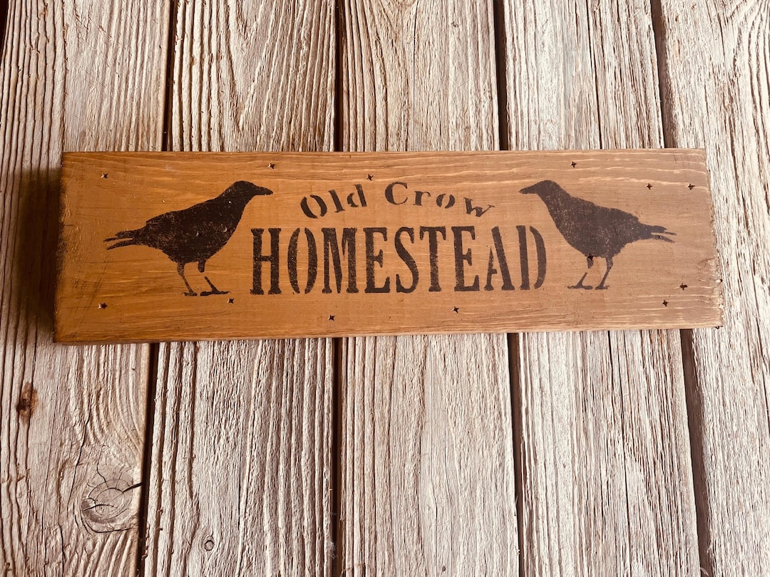 Crow Sign, Primitive Wood Sign, Fall Decor, Primitive Fall Decoration ...