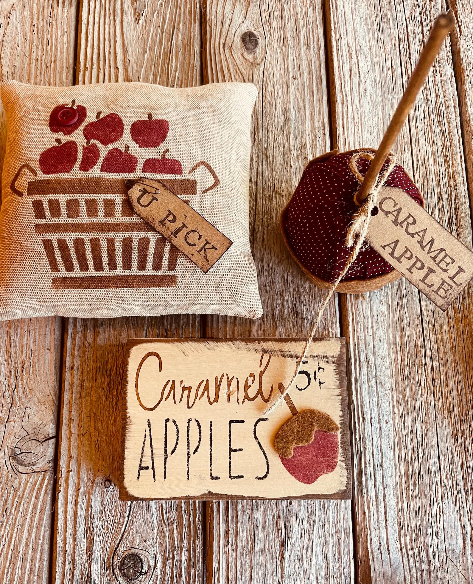 Caramel Apple, Faux Food, Fall Decor, Farmhouse Decoration, Tiered Tray ...