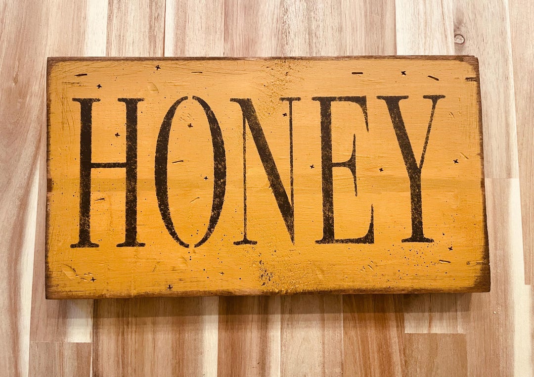 Honey Sign, Rustic Honeybee Decor, Primitive Bee Sign, Summer ...