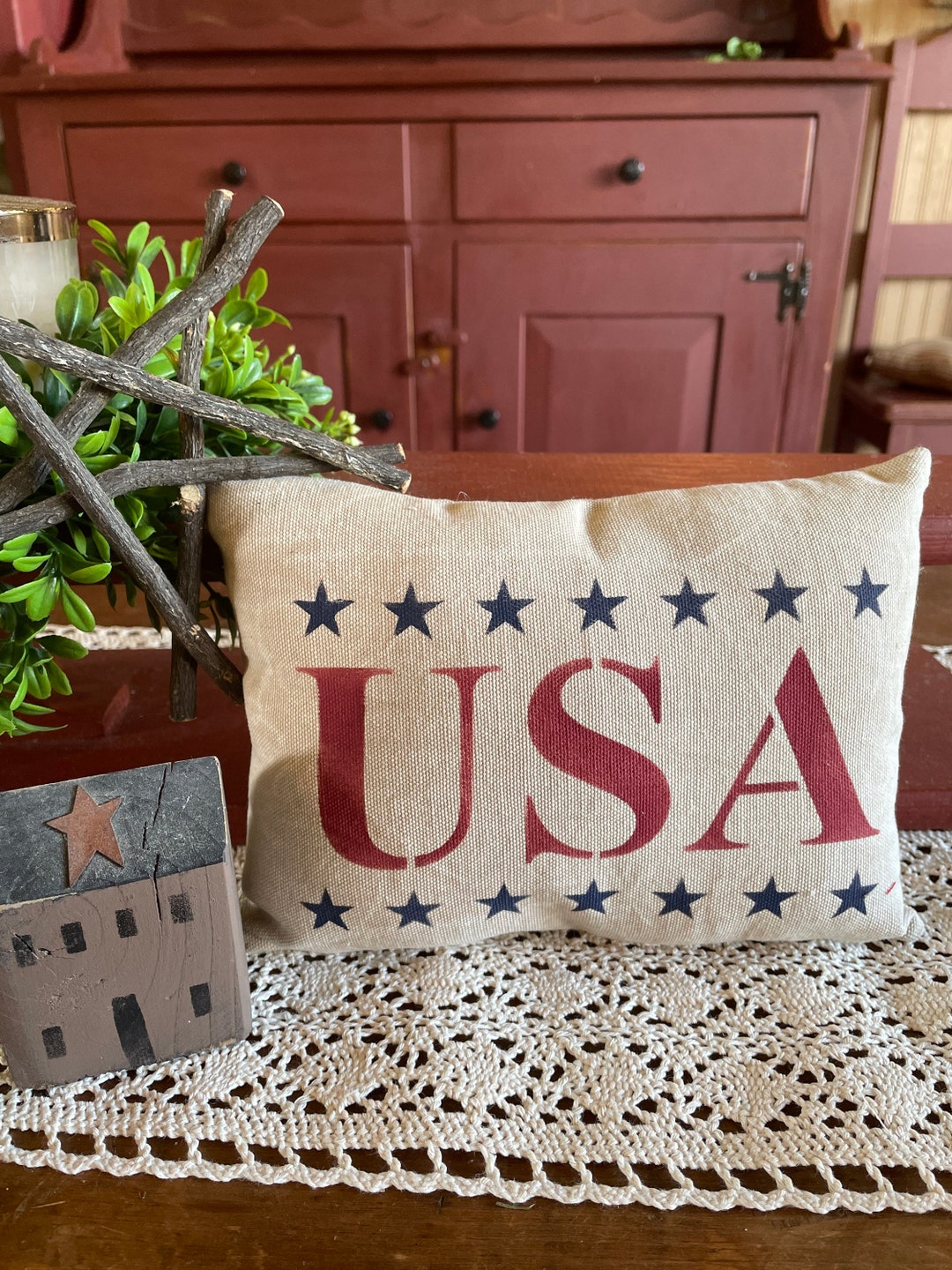 USA Pillow for Tiered Tray, Americana Pillow, 4th of July Decor ...
