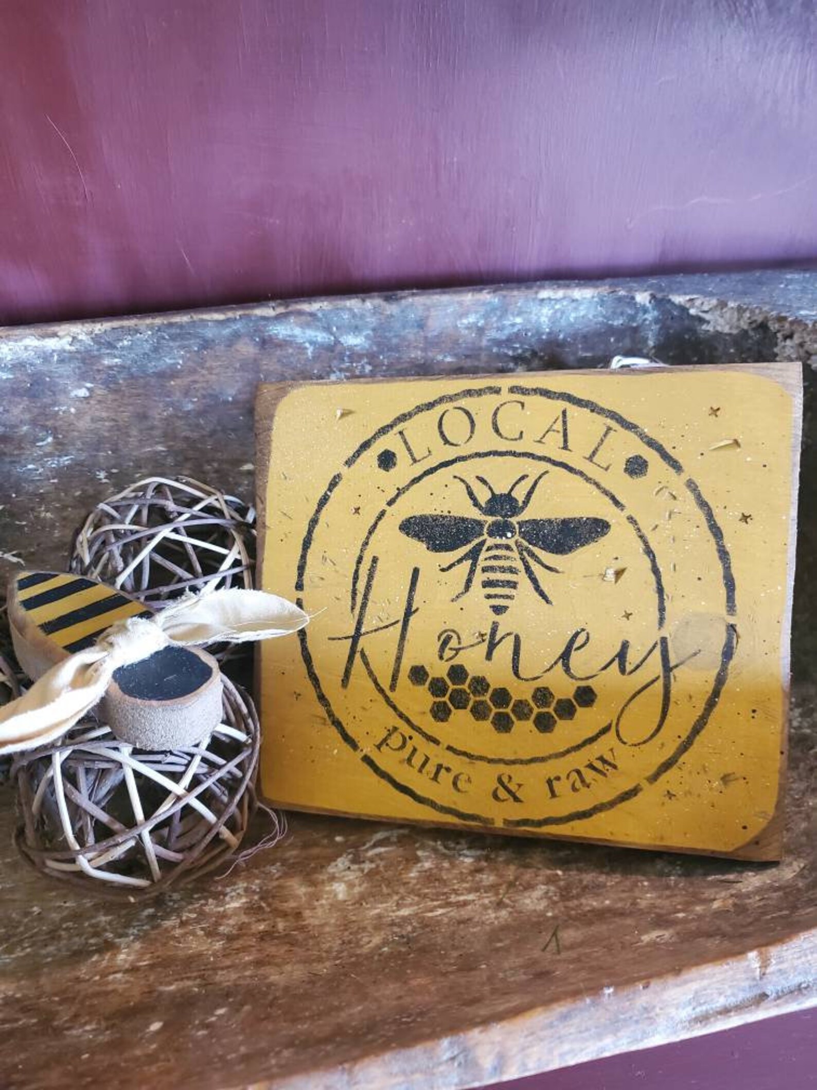 Honey Bee Sign Wood Sign Bee Decor Bee Themed Tiered Tray | Etsy