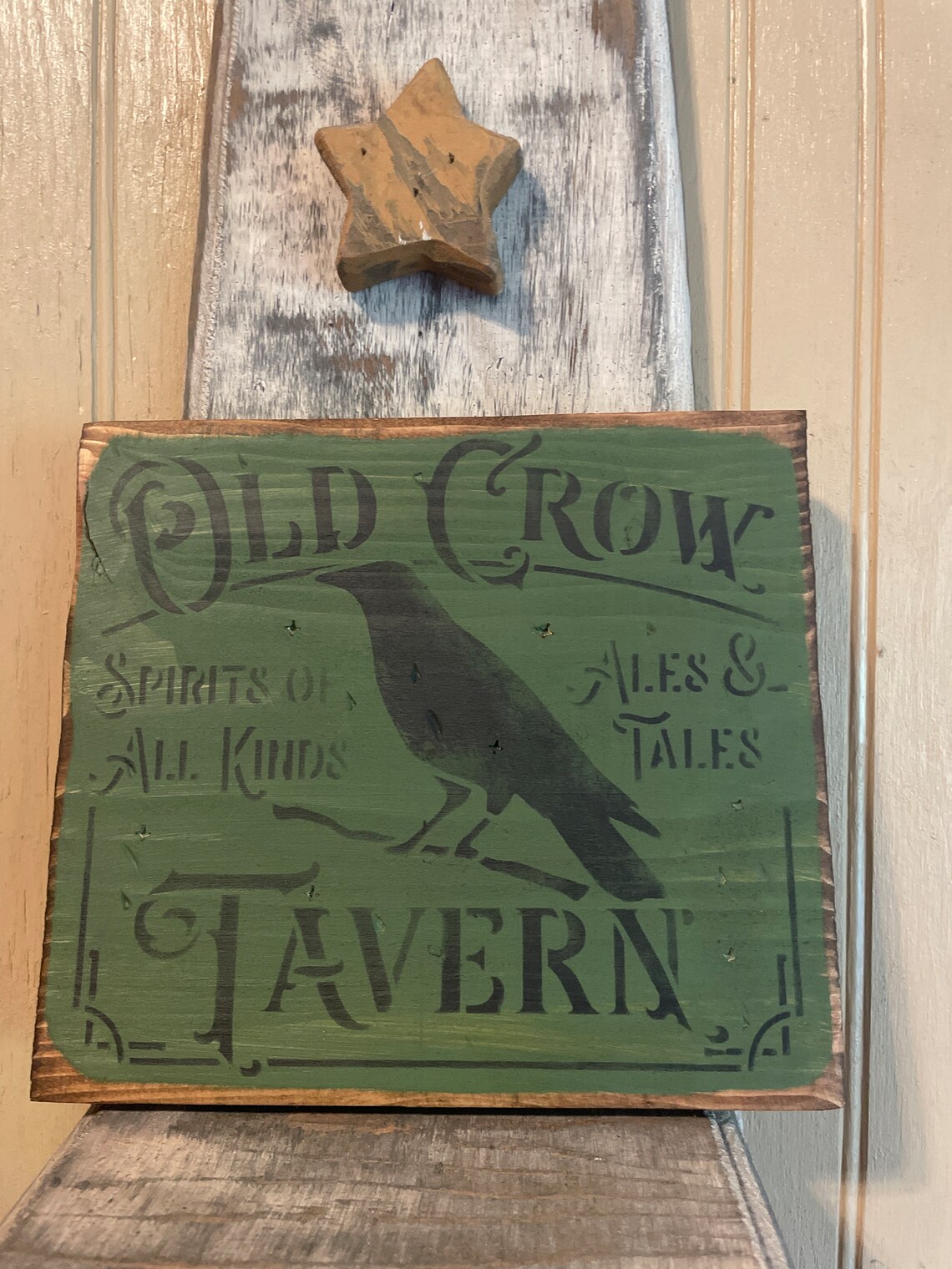 Old Crow Tavern Wood Sign, Distressed Fall Sign, Crow Decor, Tavern ...