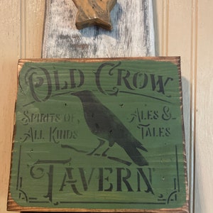 Old Crow Tavern Wood Sign, Distressed Fall Sign, Crow Decor, Tavern ...