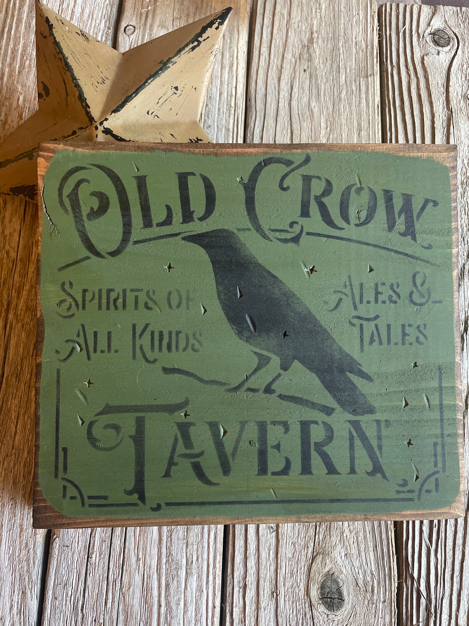 Old Crow Tavern Wood Sign, Distressed Fall Sign, Crow Decor, Tavern ...