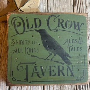 Old Crow Tavern Wood Sign, Distressed Fall Sign, Crow Decor, Tavern ...