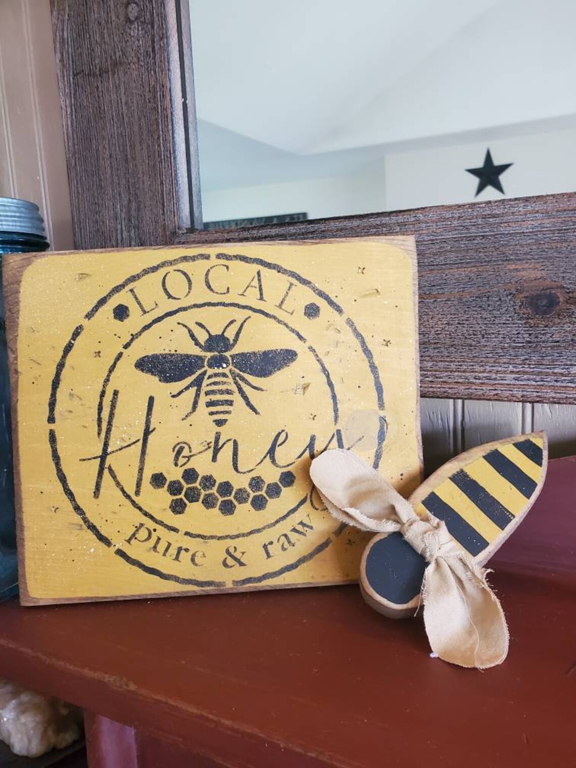 Honey Bee Sign Wood Sign Bee Decor Bee Themed Tiered Tray | Etsy