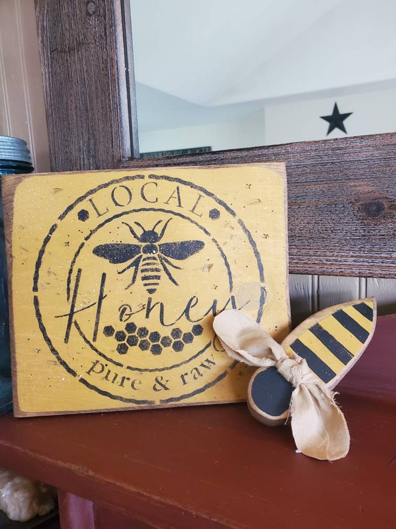 Honey Bee Sign Wood Sign Bee Decor Bee Themed Tiered Tray | Etsy