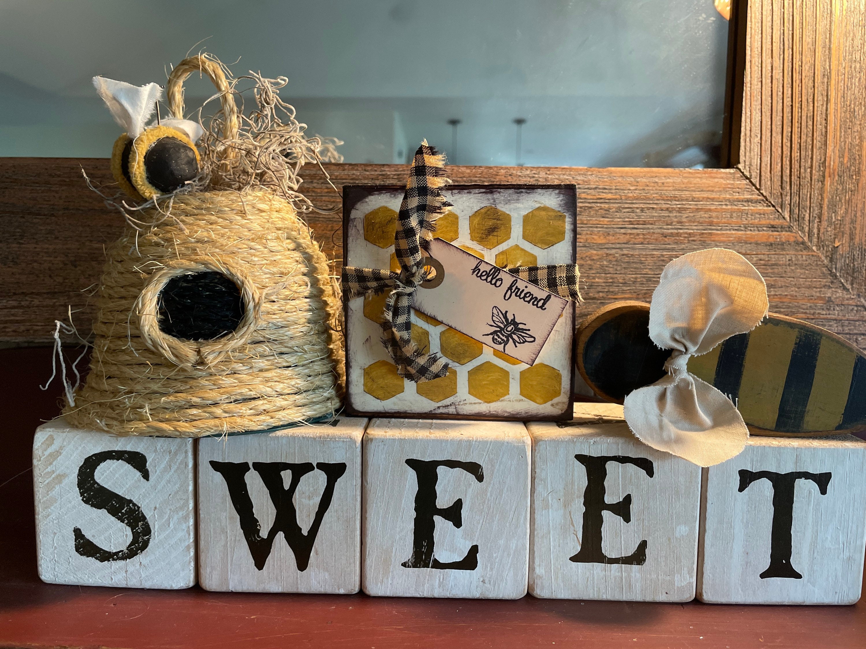 Honeycomb Honey Bee Sign Bee Decor Bee Sign for Tiered | Etsy