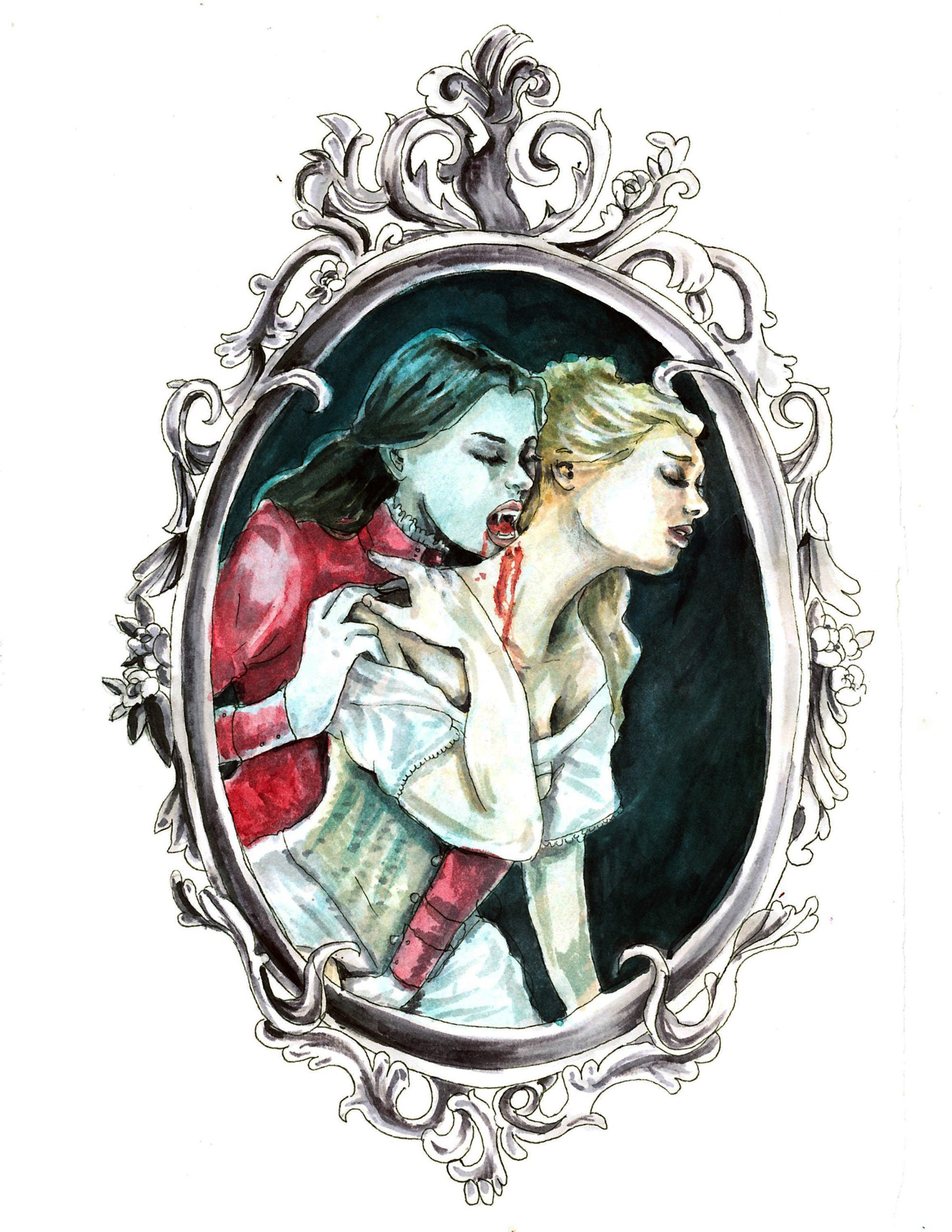 Vampire Girlfriends Print Lesbian Art Queer Lgbtq Carmilla Nancran