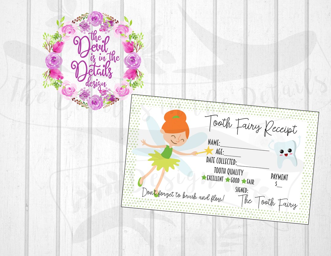 Custom Tooth Fairy Receipt Printable Digital Design - Etsy