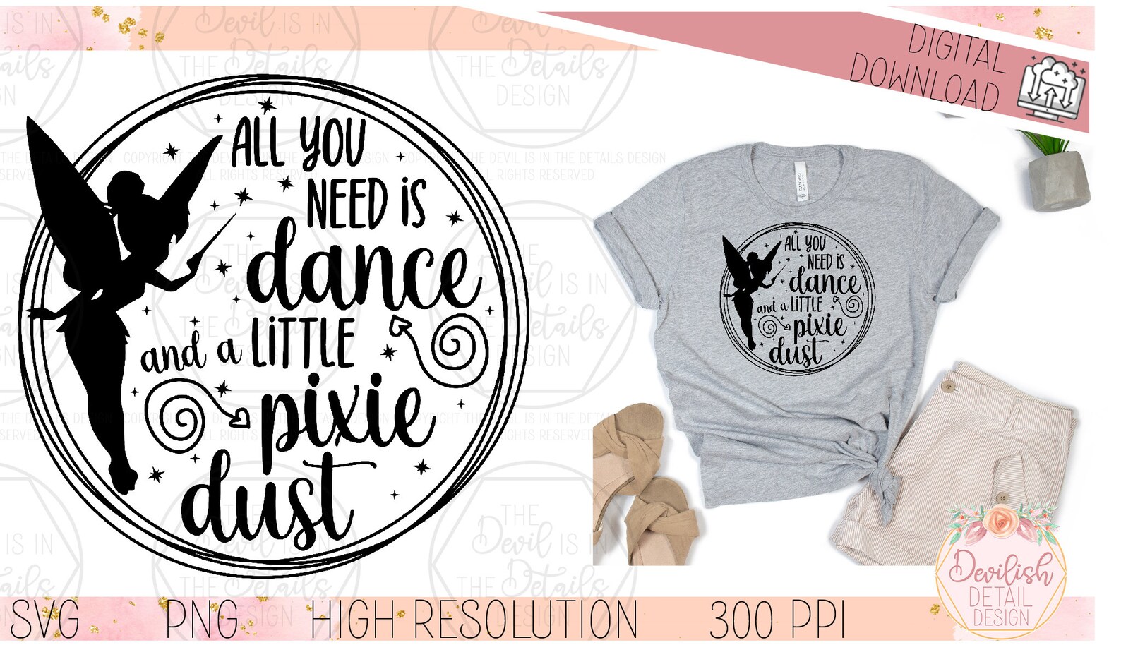 Dance and a Little Pixie Dust - SVG PNG, Vector Files - Cuttable Cricut ...