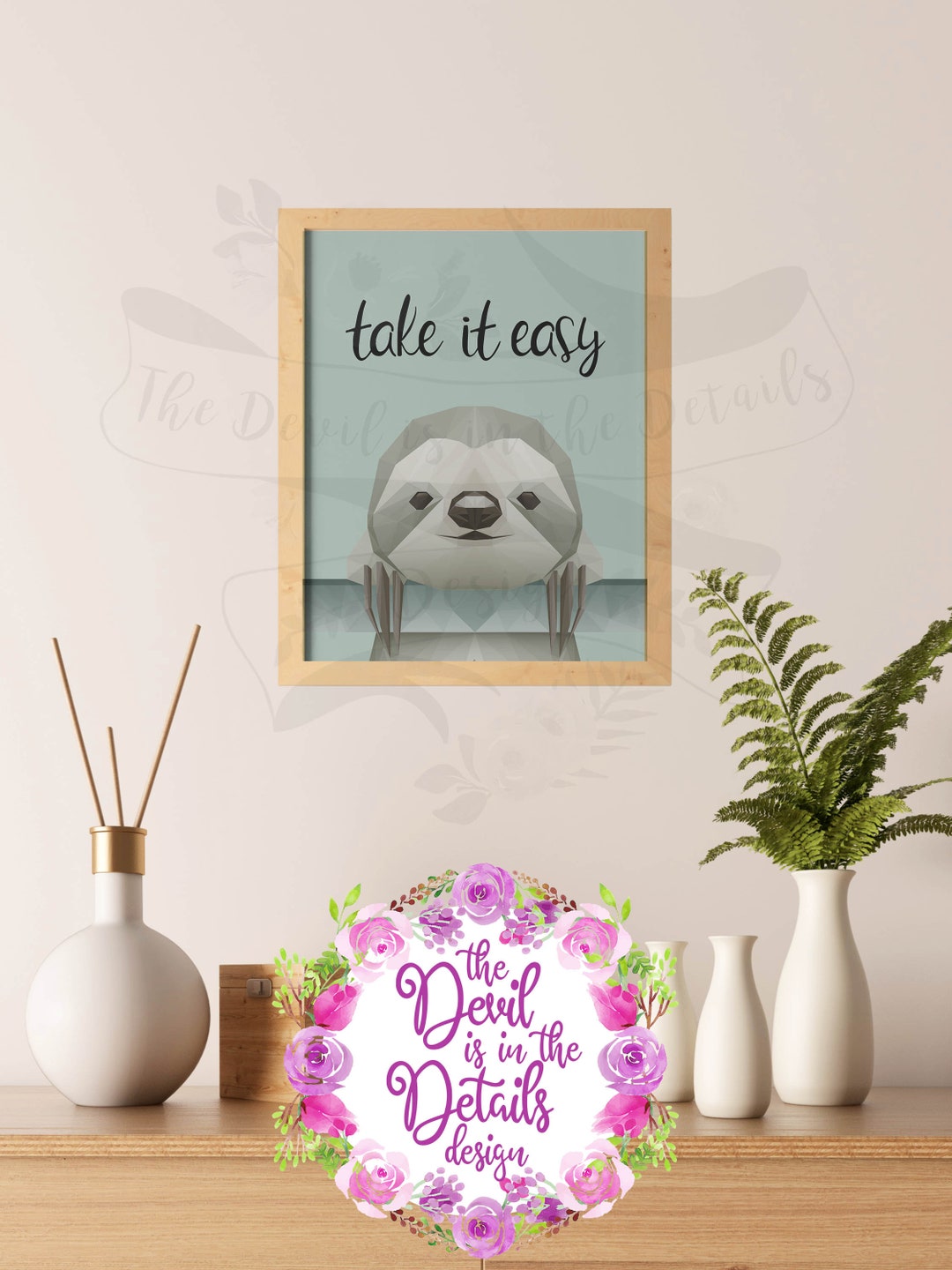 Geometric Sloth Quote Wall Art Digital Design Printable - Etsy