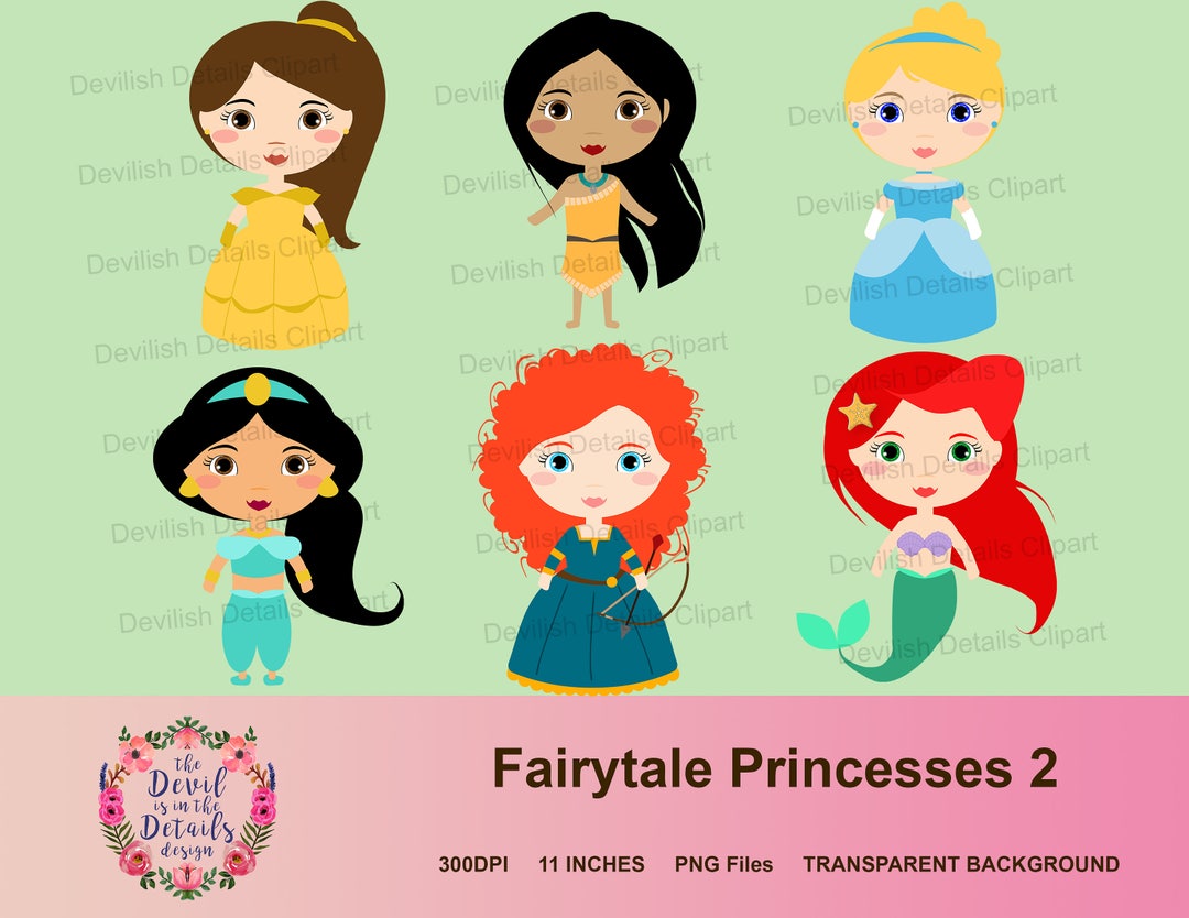 Fairytale Princesses Digital Clipart DIY Digital Design - Etsy