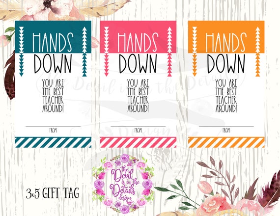 Teacher Appreciation EOY Christmas Gift Tags hands Down | Etsy