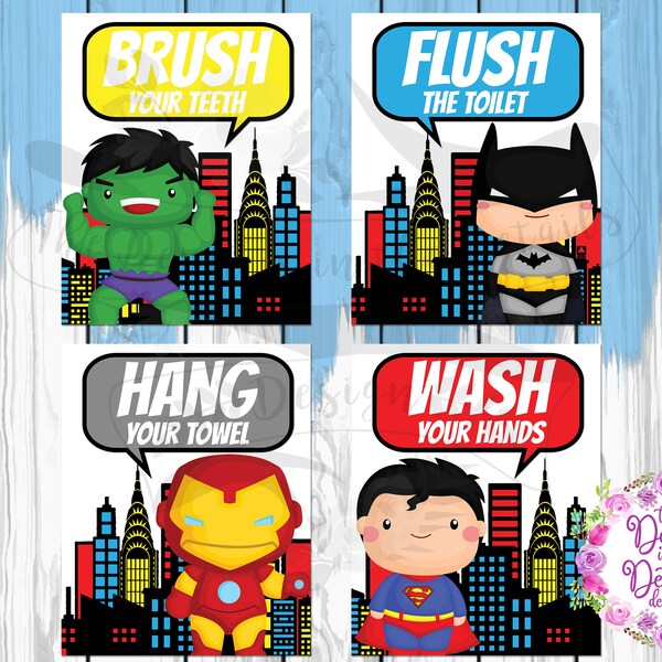Superhero Bathroom - Etsy