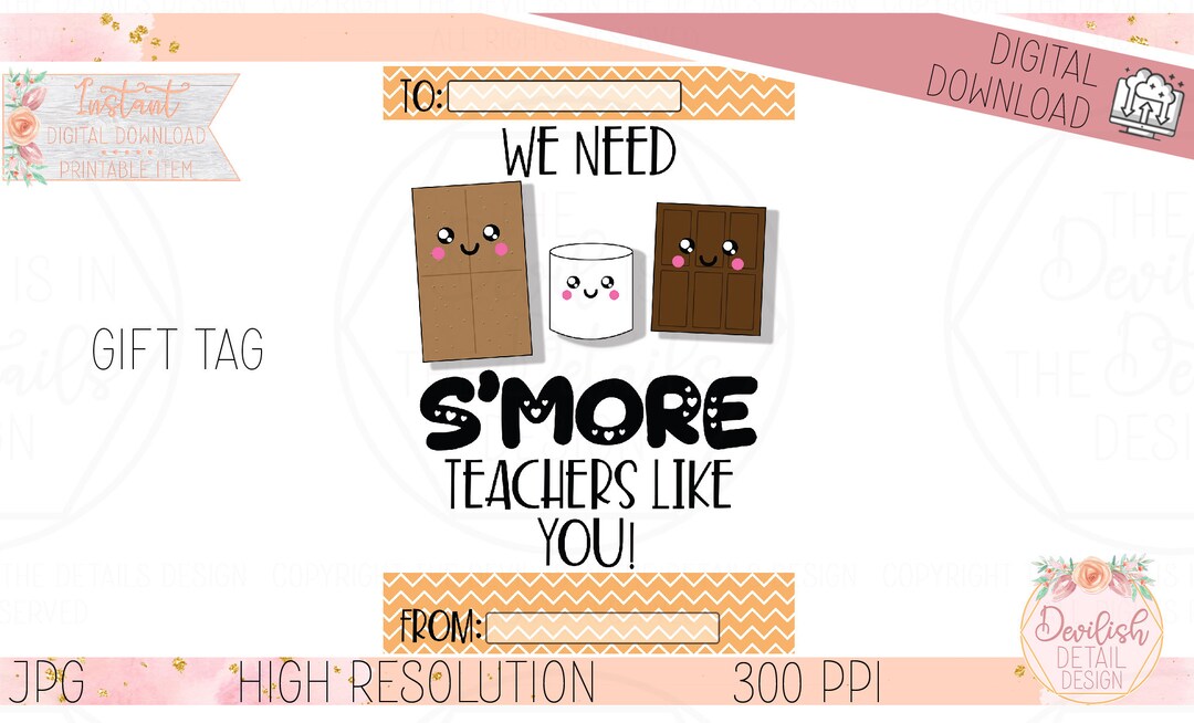 Teacher Gift Tag - We Need SMORE Teachers Like You - Eoy/christmas ...