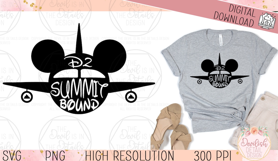 D2 Summit Bound Airplane SVG – Mouse World Vector File (digital ...