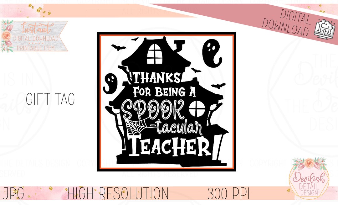 Teacher Appreciation - Halloween - Gift Tag (thanks for Being a Spook ...