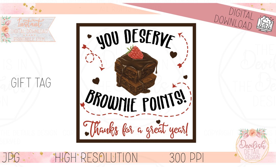 Teacher Appreciation - EOY - Christmas - Gift Tag (you Deserve Brownie ...