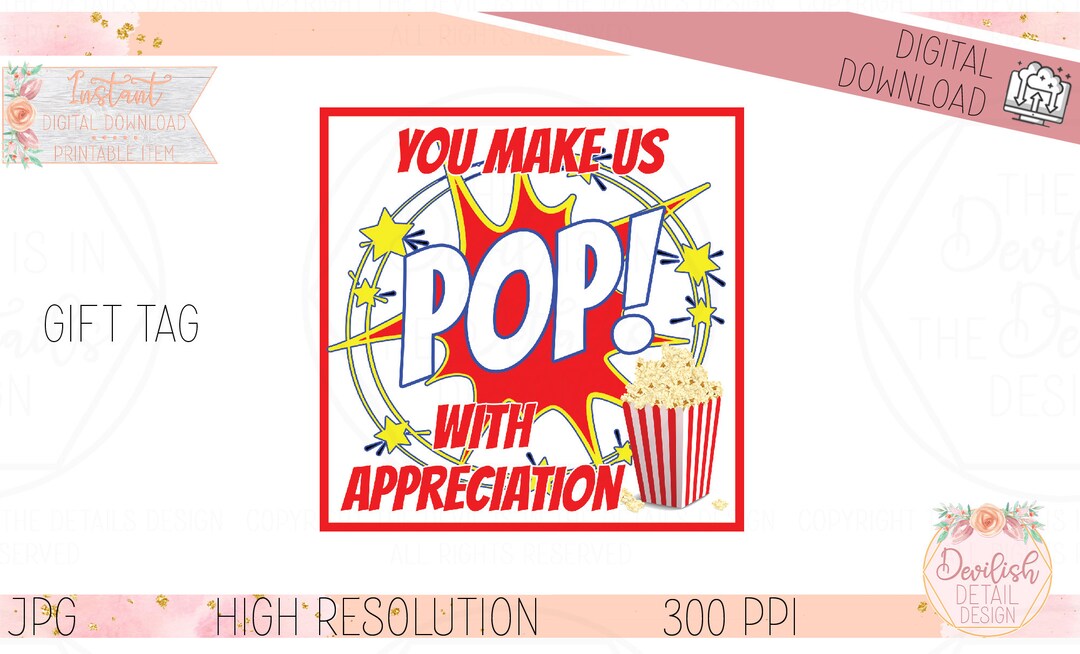 Teacher Appreciation EOY Christmas Gift Tag you Make Us Pop With ...
