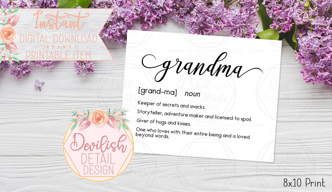 Sweet Definition of a Grandma - Mother's Day Gift - Printable - Etsy