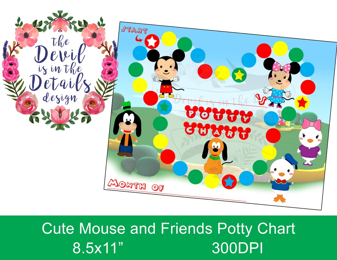 Cute Mouse and Friends Potty Training Chart Digital Design DIY - Etsy