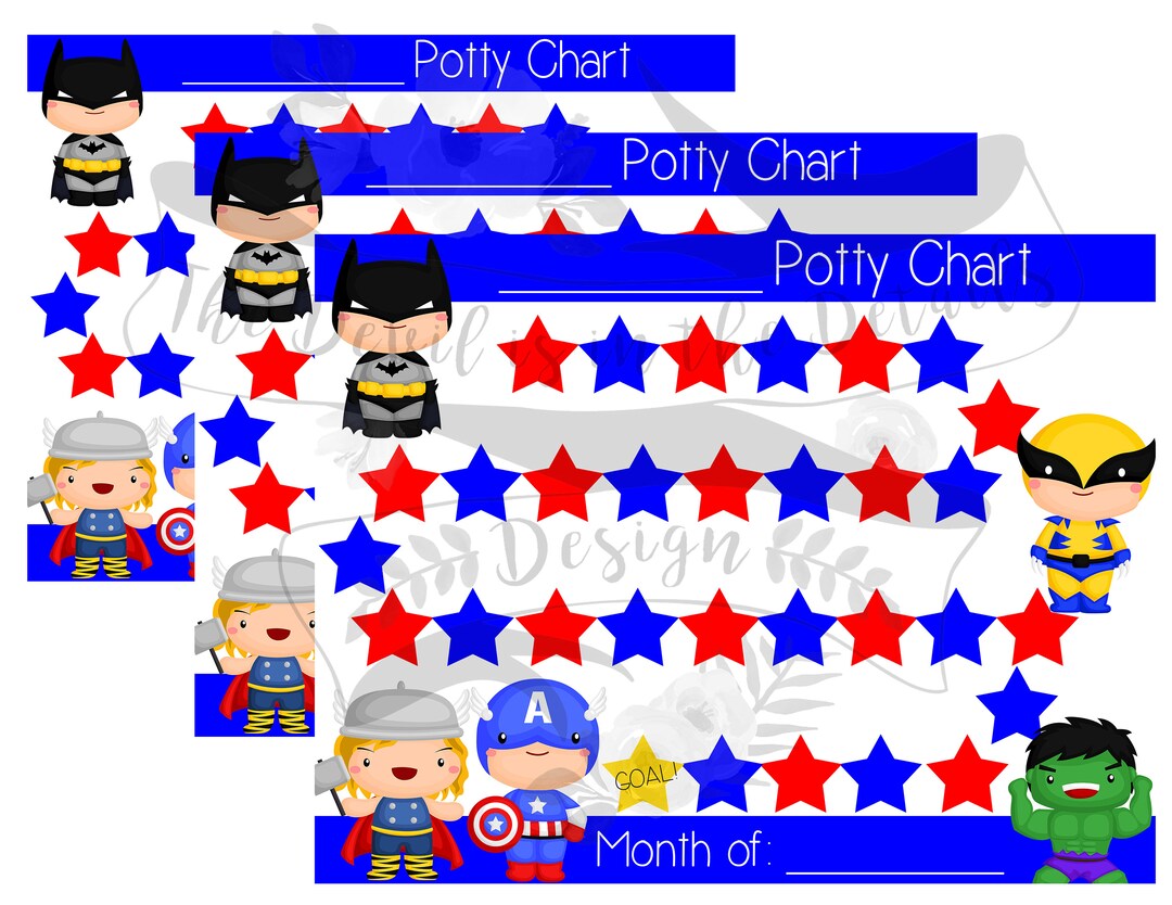Superhero Potty Training Chart DIY Digital Design - Etsy
