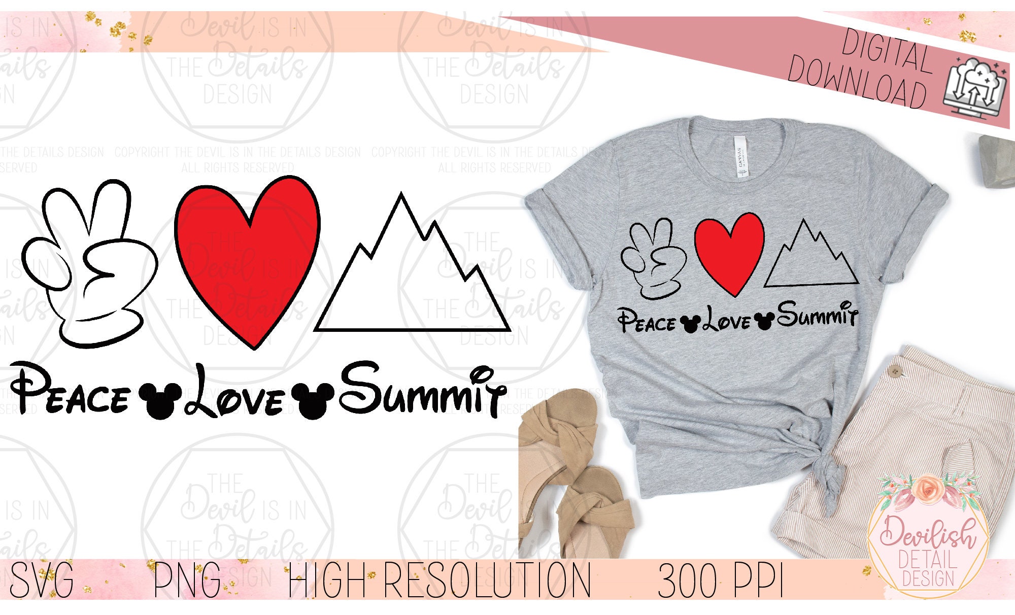 Peace Love and Summit SVG PNG Vector Files Cricut - Etsy