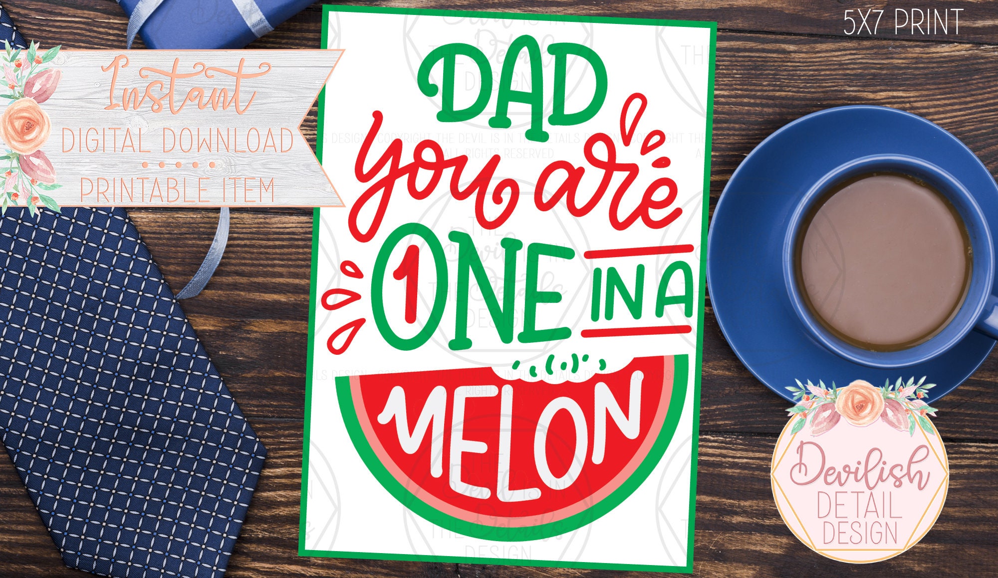 Dad You Are One In A Melon Adorable Father's Day Flat | Etsy