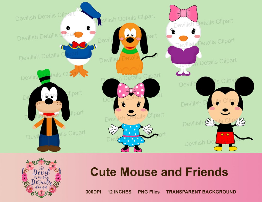 Cute Mouse and Friends Digital Clipart DIY Digital Design - Etsy