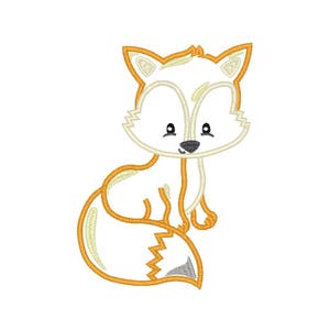 Baby Fox Applique Machine Embroidery Design- 3 Sizes 4x4", 5x7", 6x10 ...