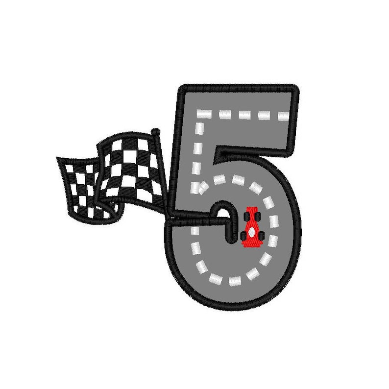 Race Track Number 5 Applique Machine Embroidery Design - Etsy