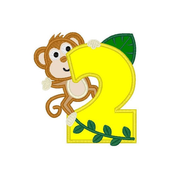 Monkey Number 2 applique machine embroidery design perfect | Etsy