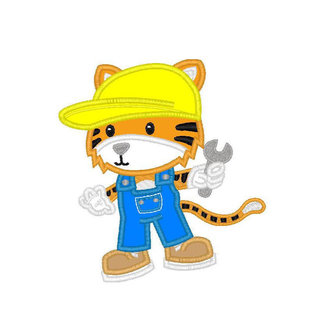 Tiger Mechanic Applique Machine Embroidery Design- 3 Sizes 4x4", 5x7 ...