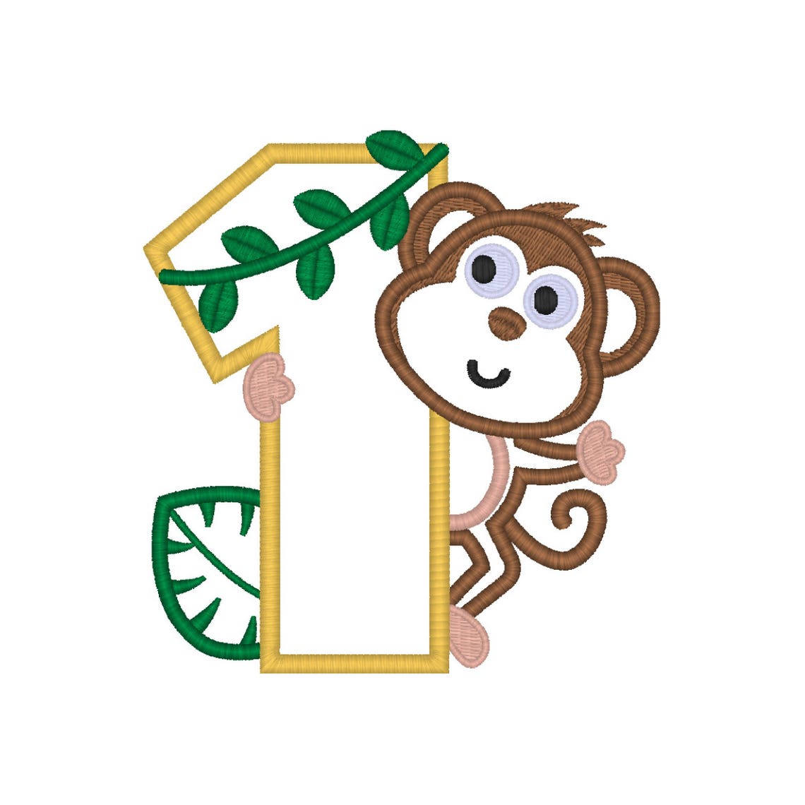 Monkey Number 1 Applique Machine Embroidery Design perfect - Etsy