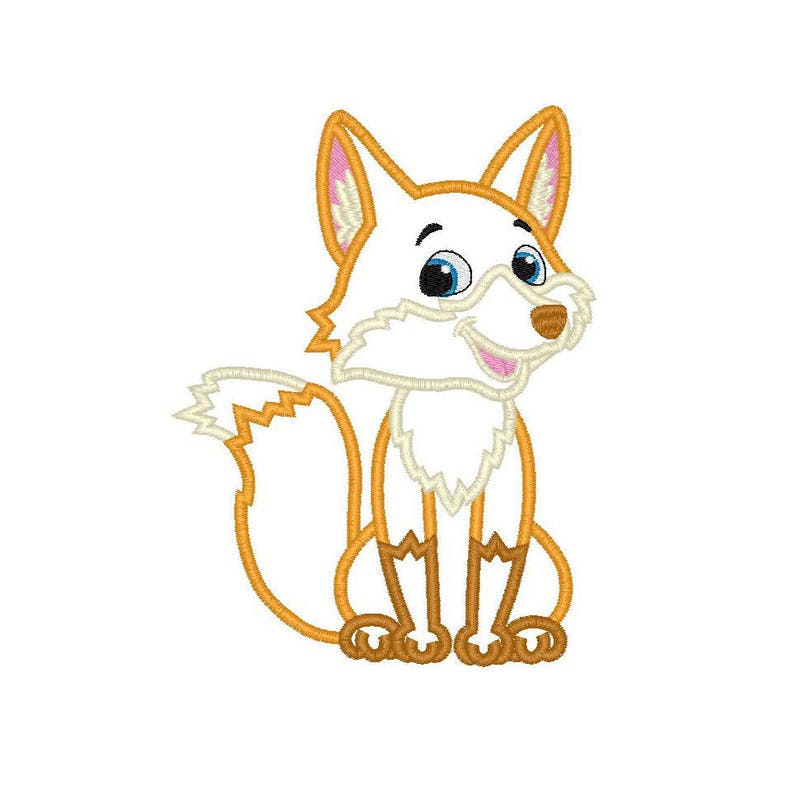 Smiling Fox Applique Machine Embroidery Design 3 Sizes - Etsy