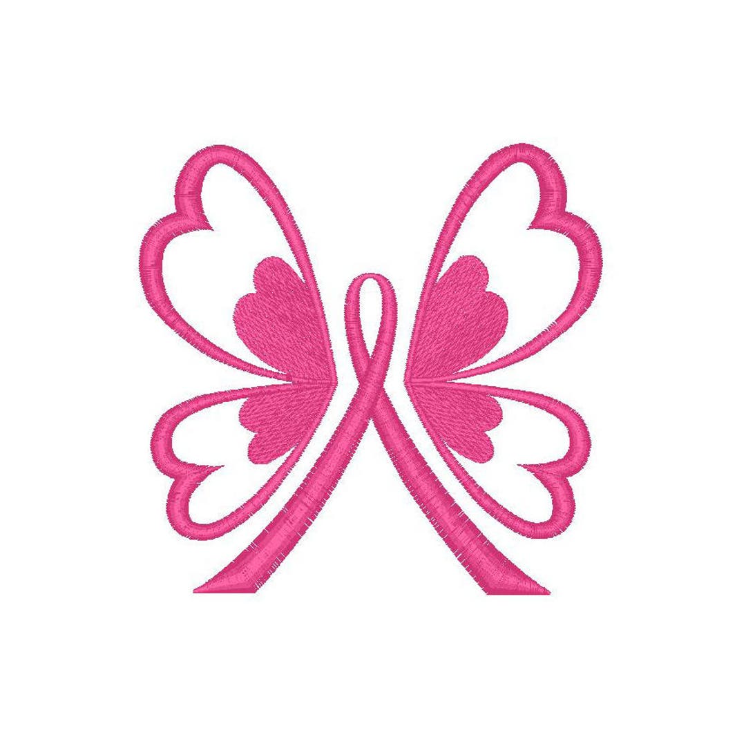 Breast Cancer Ribbon Butterfly Machine Embroidery Design- 2 Sizes 4x4 ...
