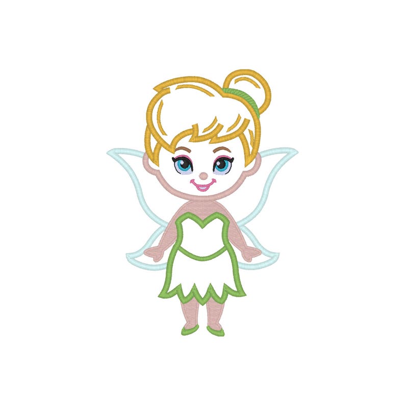 Tinkerbell Fairy Princess Applique Machine Embroidery Design | Etsy