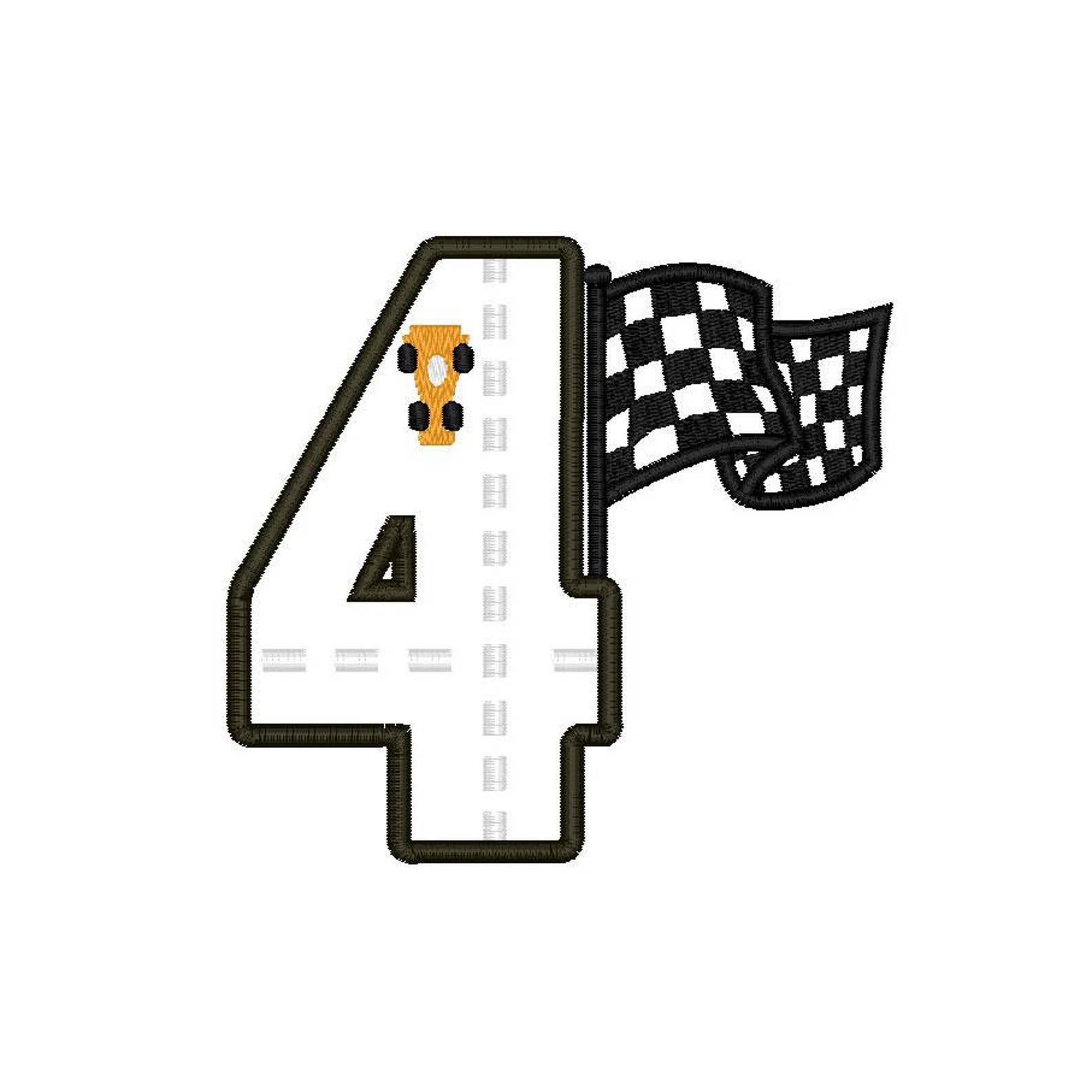 Race Track Number 4 Applique Machine Embroidery Design - Etsy