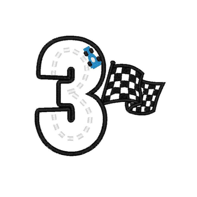 Race Track Number 3 Applique Machine Embroidery Design - Etsy