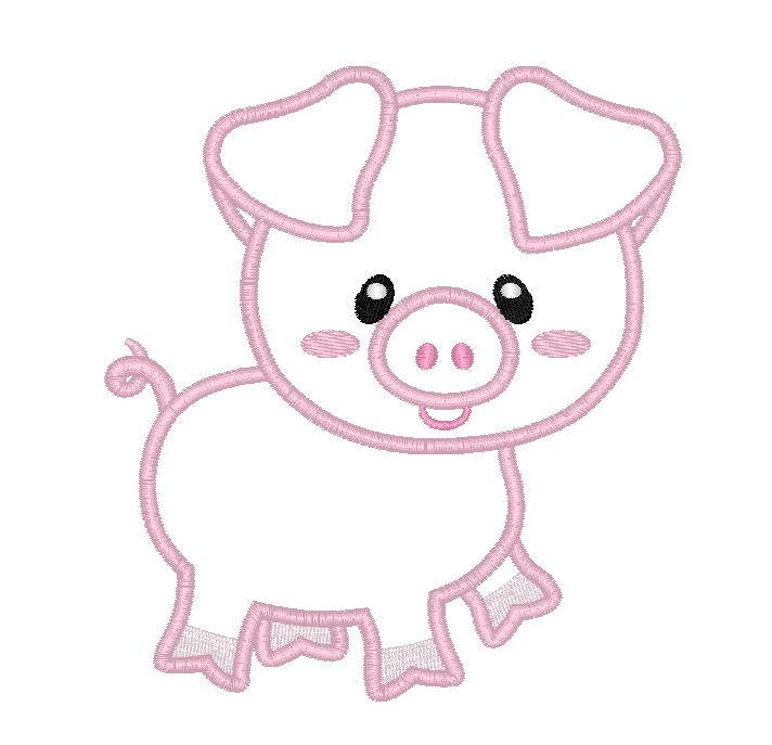 Pig Applique Machine Embroidery Design 3 Sizes 4x4 | Etsy