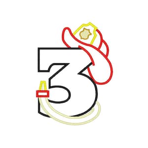 Fireman Number 3 Applique Machine Embroidery Design (perfect for ...