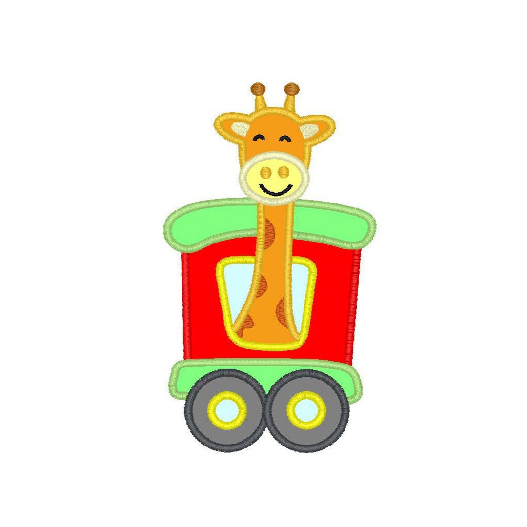 Animal Train Giraffe Applique Machine Embroidery Design- 3 Sizes 4x4 ...