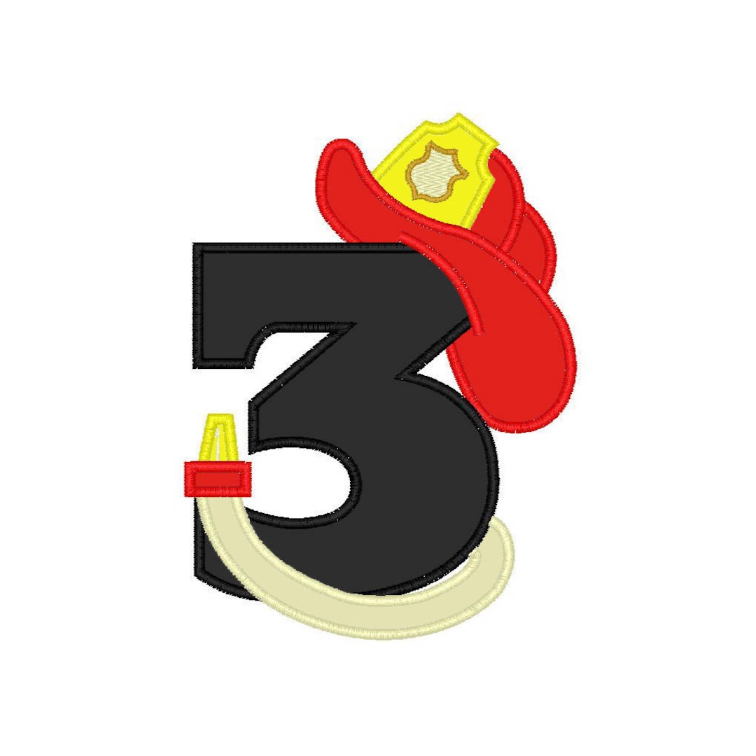 Fireman Number 3 Applique Machine Embroidery Design (perfect for ...