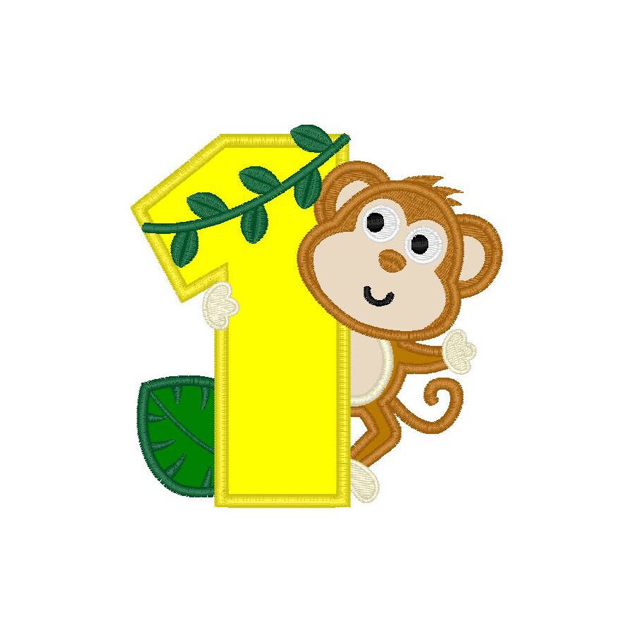 Monkey Number 1 applique machine embroidery design perfect | Etsy