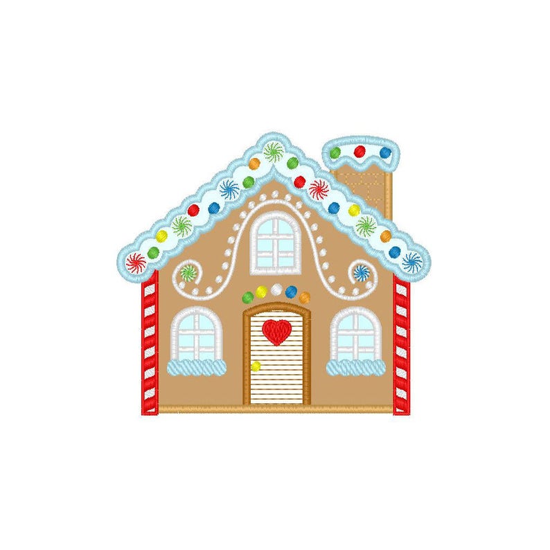 Christmas Gingerbread House Applique Machine Embroidery - Etsy
